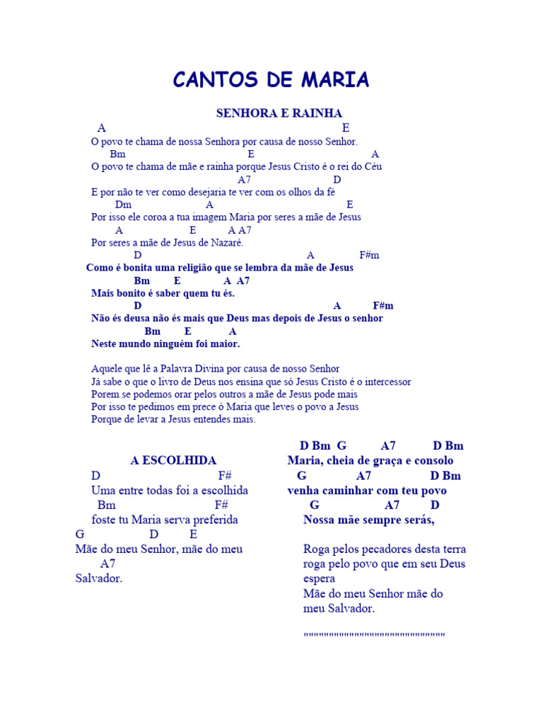 08-Cantos de Maria | PDF | Maria, mãe de Jesus | Jesus 08-Cantos de Maria | PDF | Maria, mãe de Jesus | Jesus