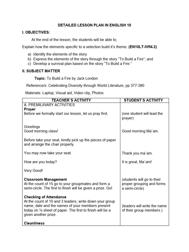 DETAILED LESSON PLAN IN ENGLISH 14 | PDF | Poetry | Narration