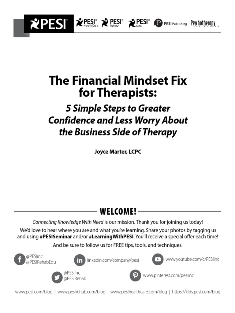 Manual Financial Mindset Fix Therapists | PDF | Psychotherapy ...