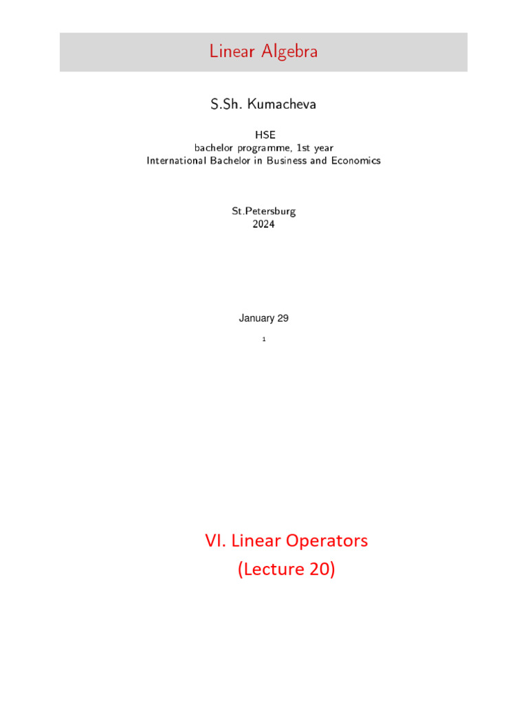 Lecture 20 | Download Free PDF | Linear Map | Matrix (Mathematics)