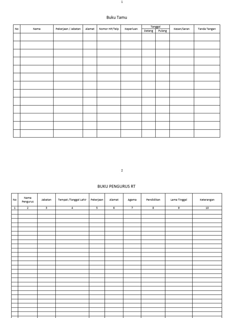 Buku Administrasi RT | PDF