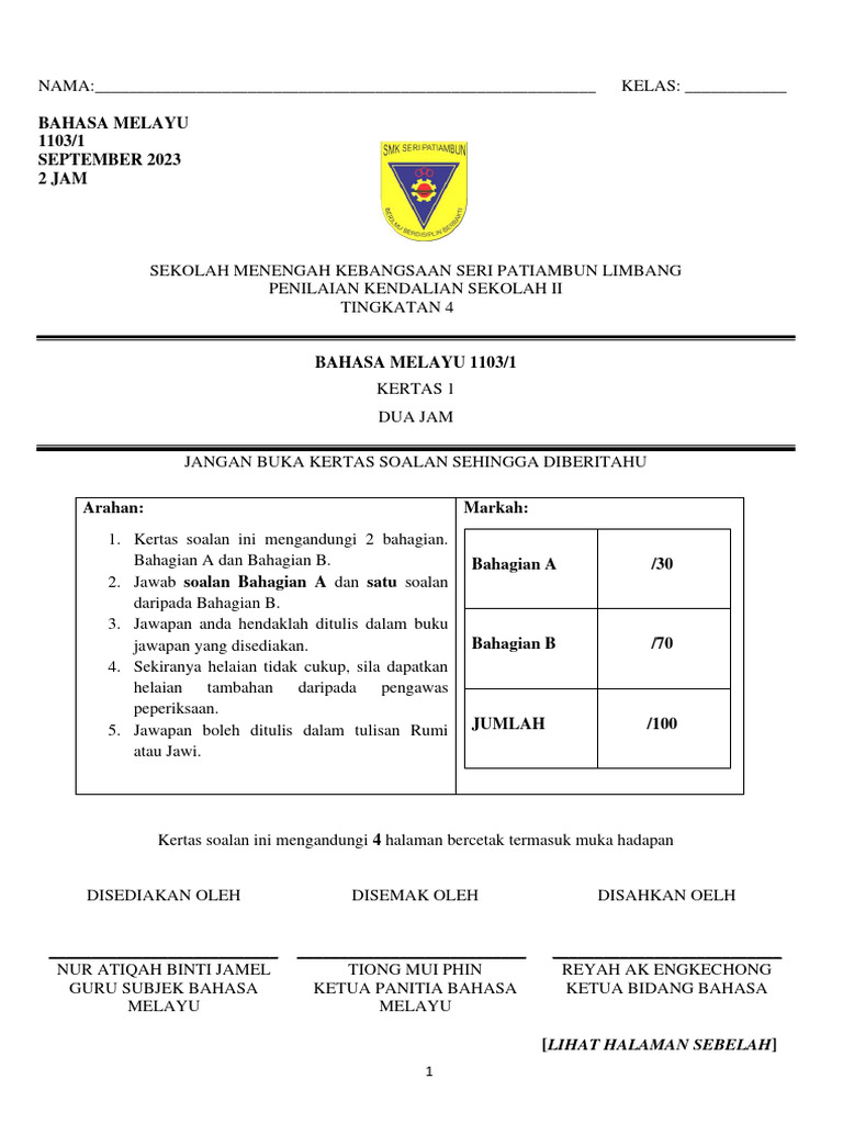 Ar2 BM k1 Tingkatan 4 2023 | PDF