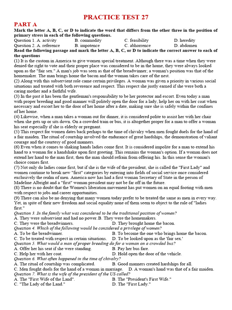 Practice Test 27 | PDF | Crimes | Crime & Violence