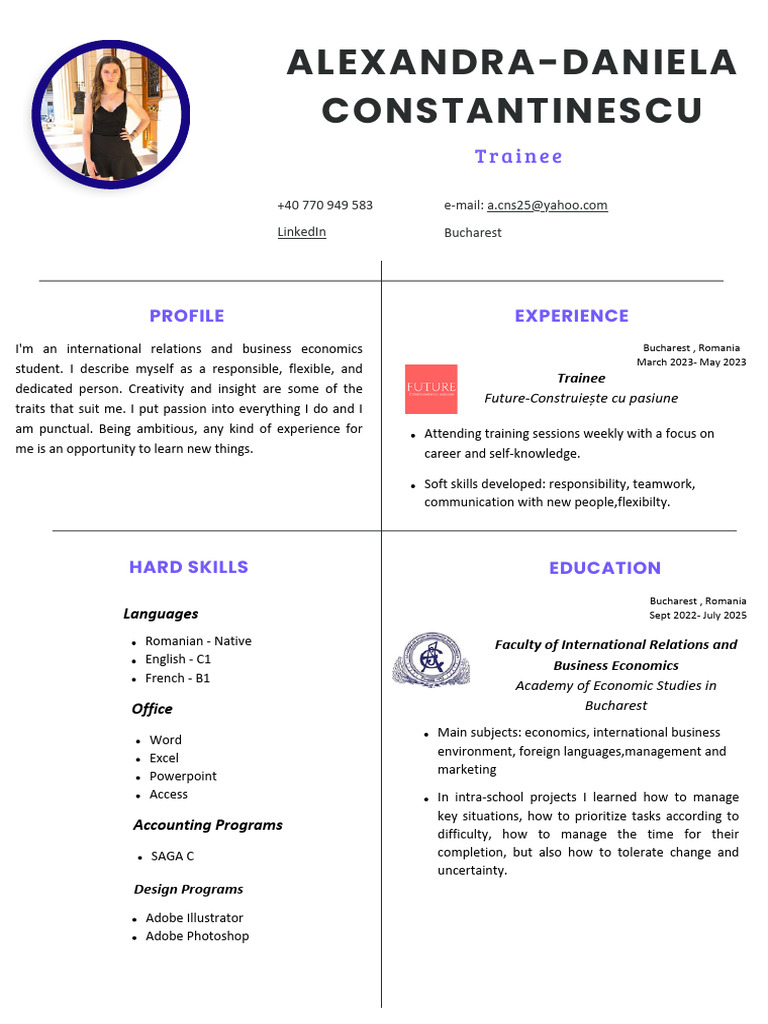 Constantinescu Alexandra - CV | PDF | Cognition