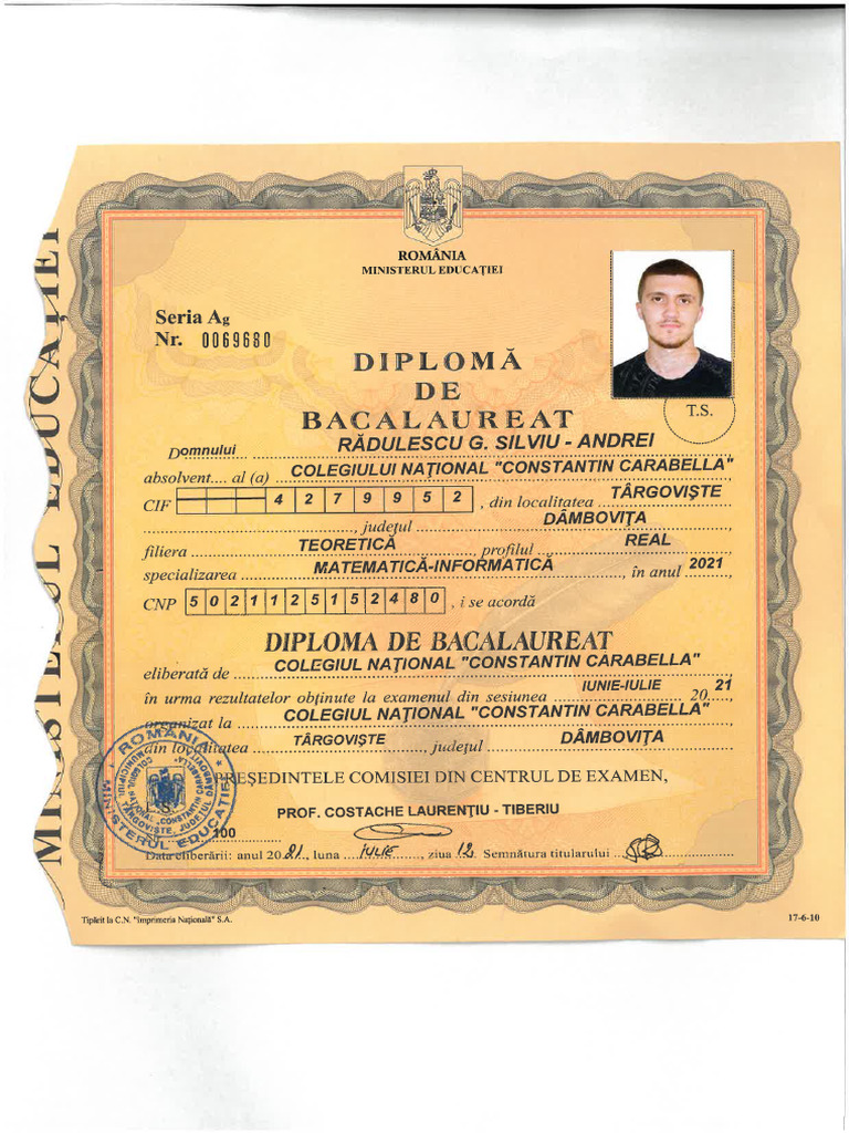 Copie Diploma Bacalaureat | PDF
