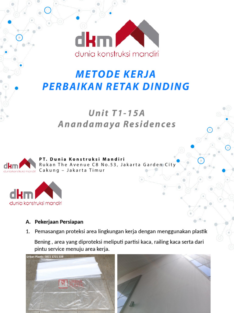 Metode Kerja Perbaikan Retak Dinding - Unit T1-15A | PDF