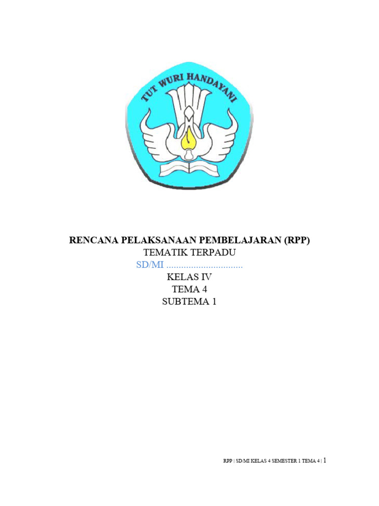 RPP Kelas 4 T4 S1 | PDF