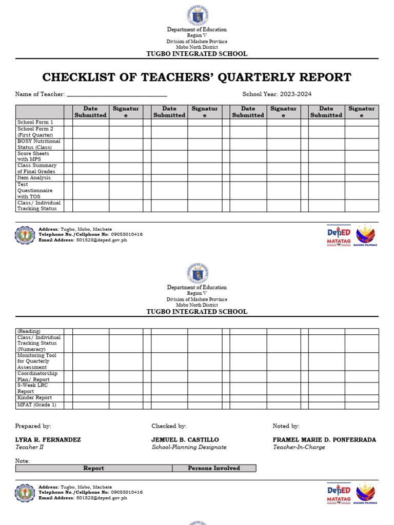 Quarterly Report Submission | PDF
