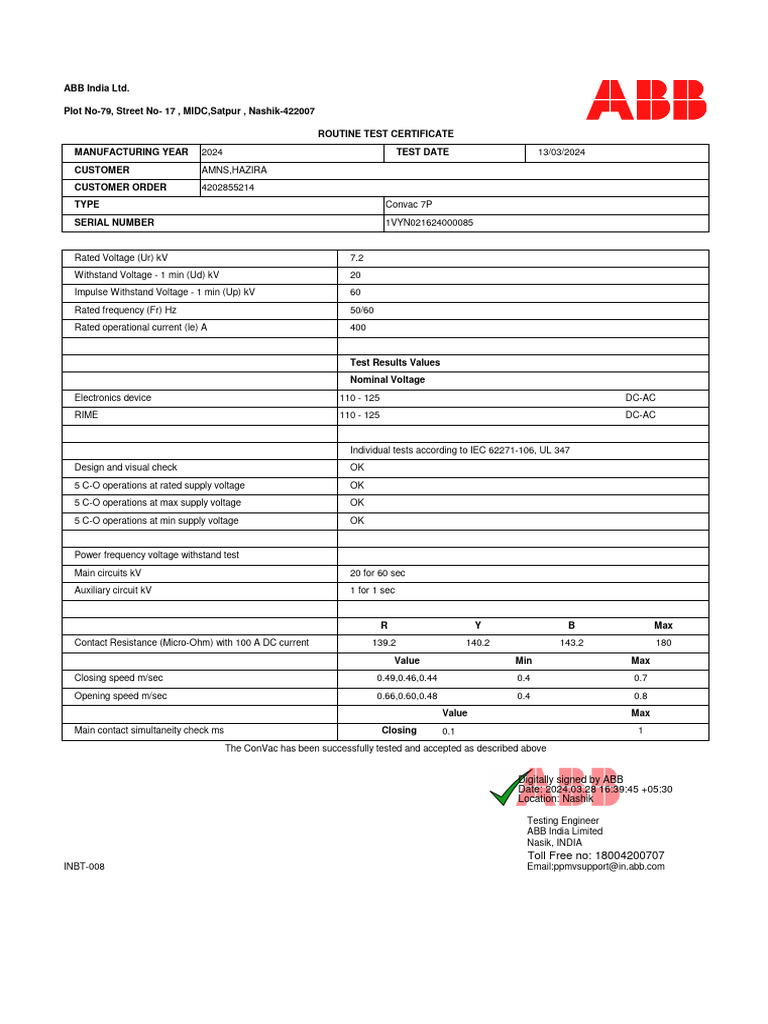 RTC ConVac 1VYN021624000085 | PDF | Power Inverter | Voltage