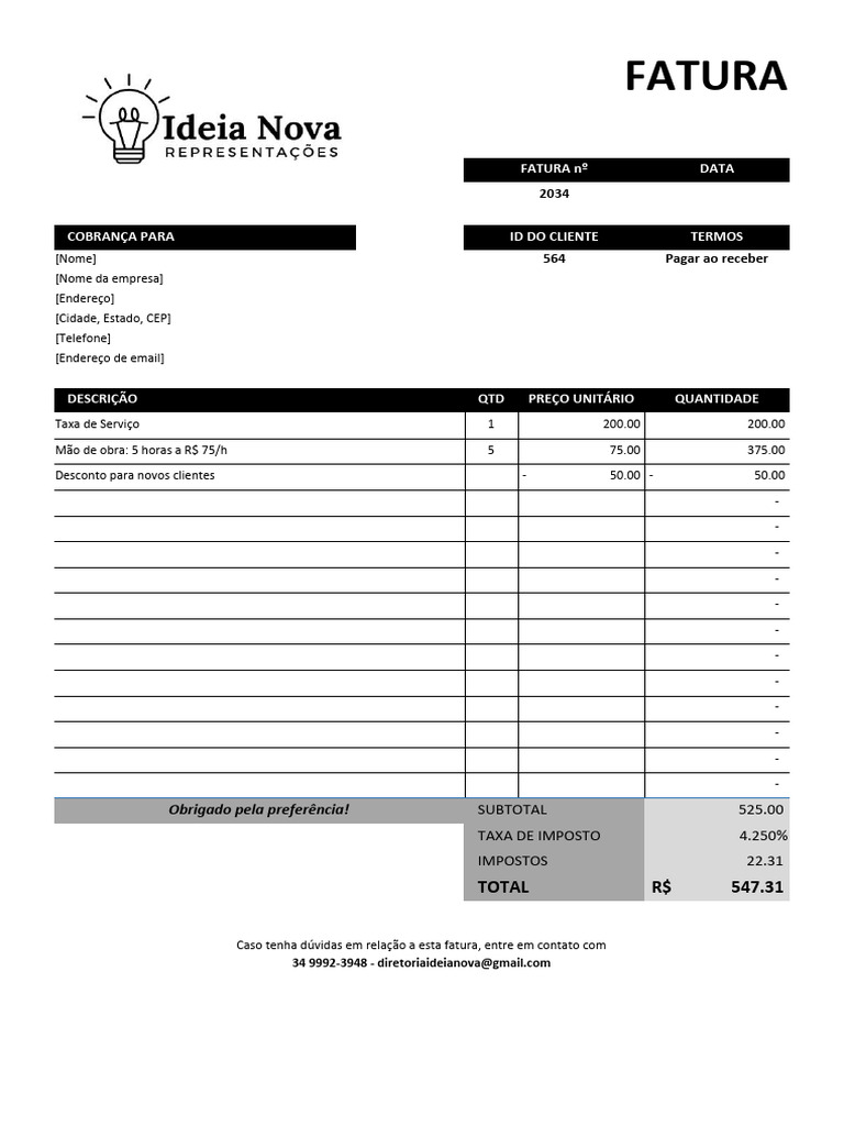 Modelo Fatura | PDF | Economias | Business