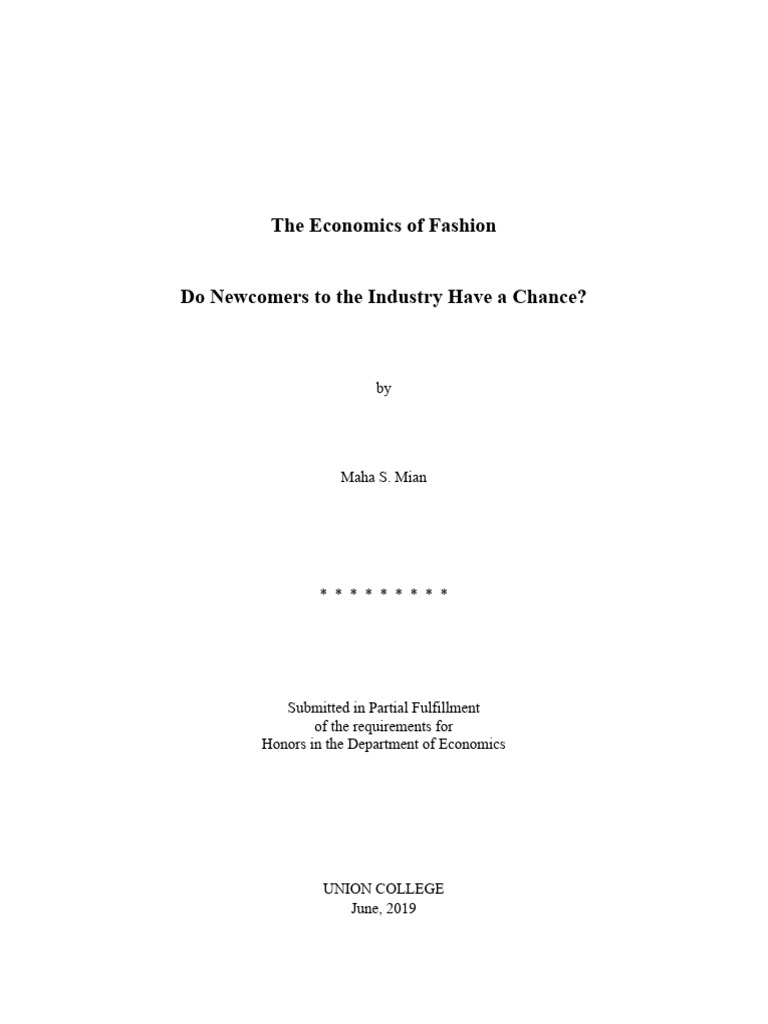 The Economics of Fashion - Do Newcomers To The Industry Have A Cha ...
