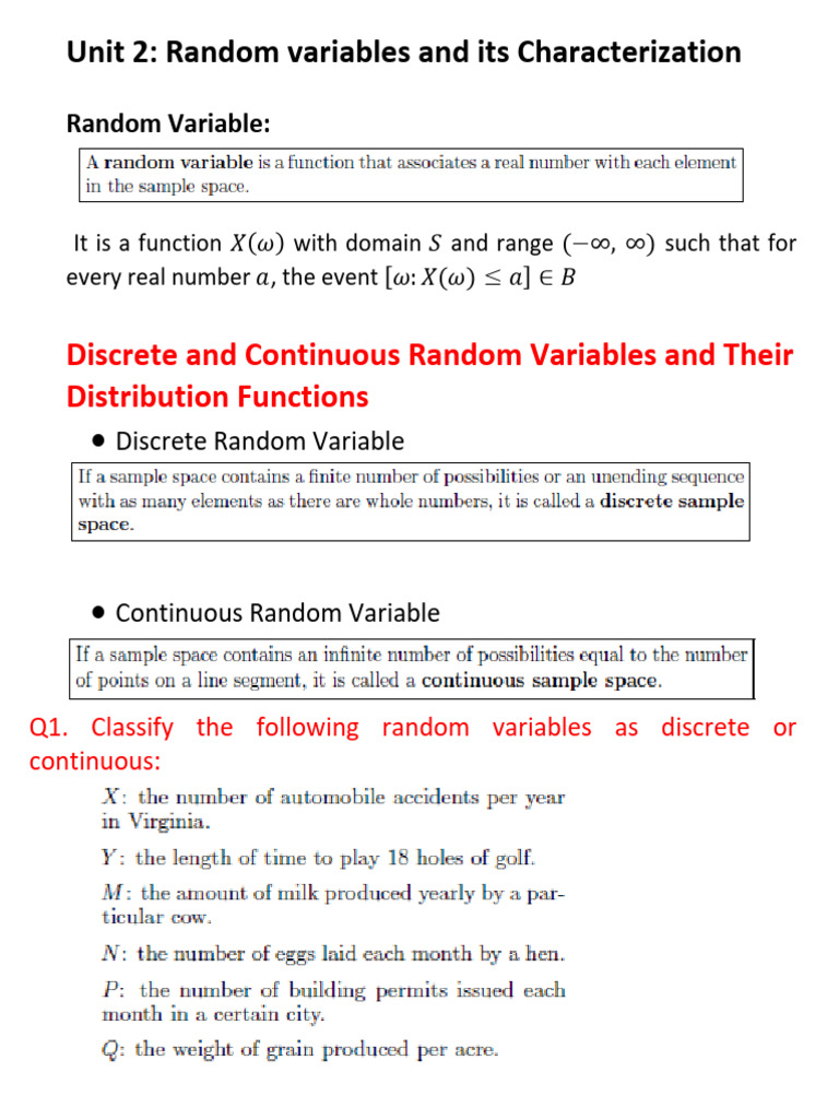 Unit 2 | PDF | Probability Distribution | Random Variable