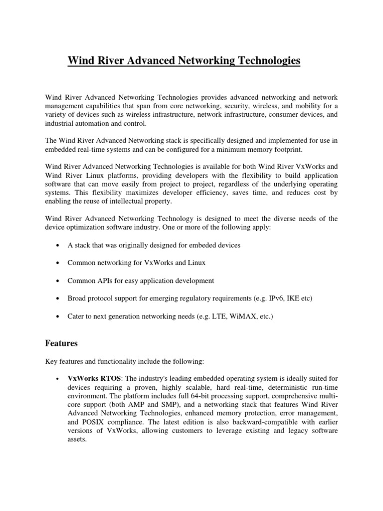 Wind River Advanced Networking Technologies | PDF | Embedded System ...