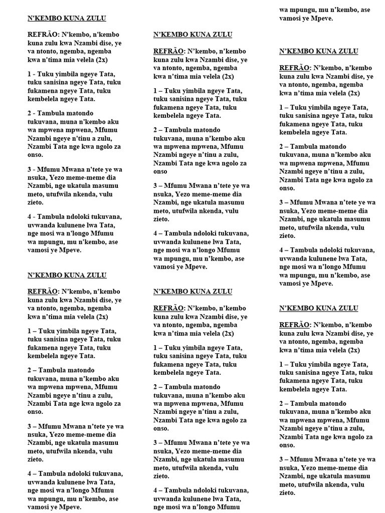 N'kembo N'kembo Kuna Zulu | PDF