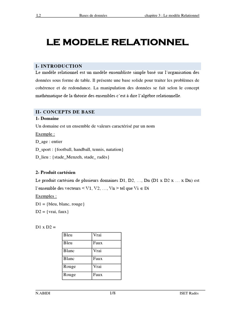 Introduction au Modèle Relationnel | PDF | Modèle relationnel | Données