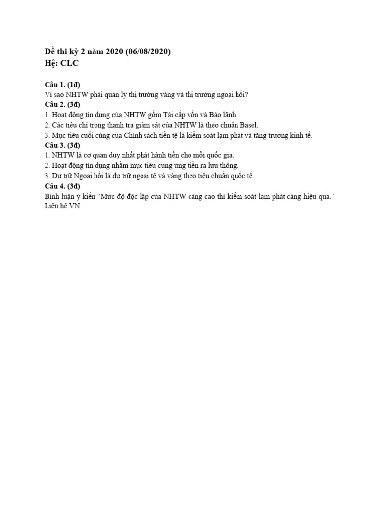 Đề Thi Nhtw 2021 | PDF