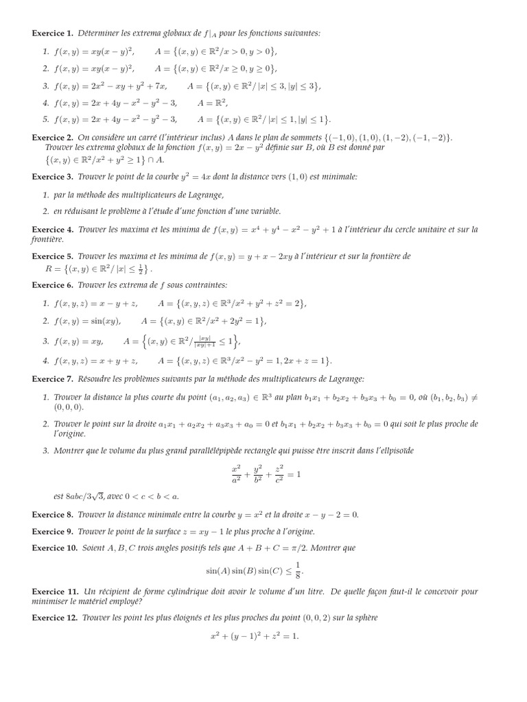 Optimisation et Extrema Mathématiques | PDF | Mathématiques