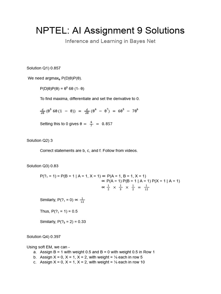 A9 Solutions | PDF | Statistical Theory | Applied Mathematics