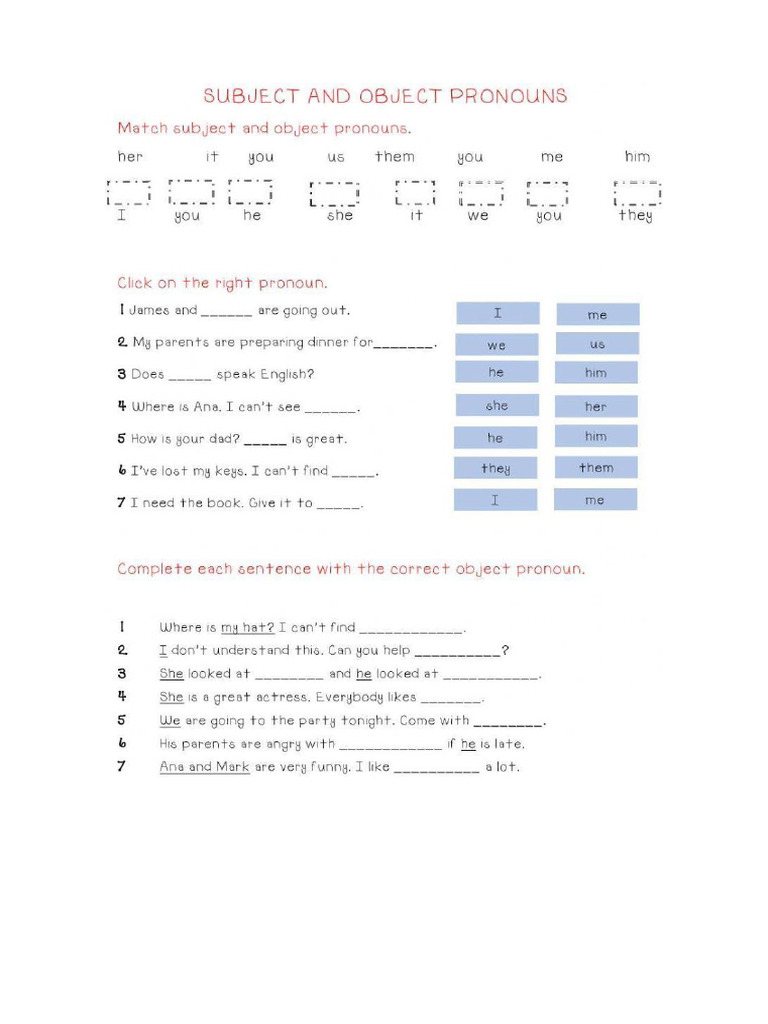 Pronouns test | PDF