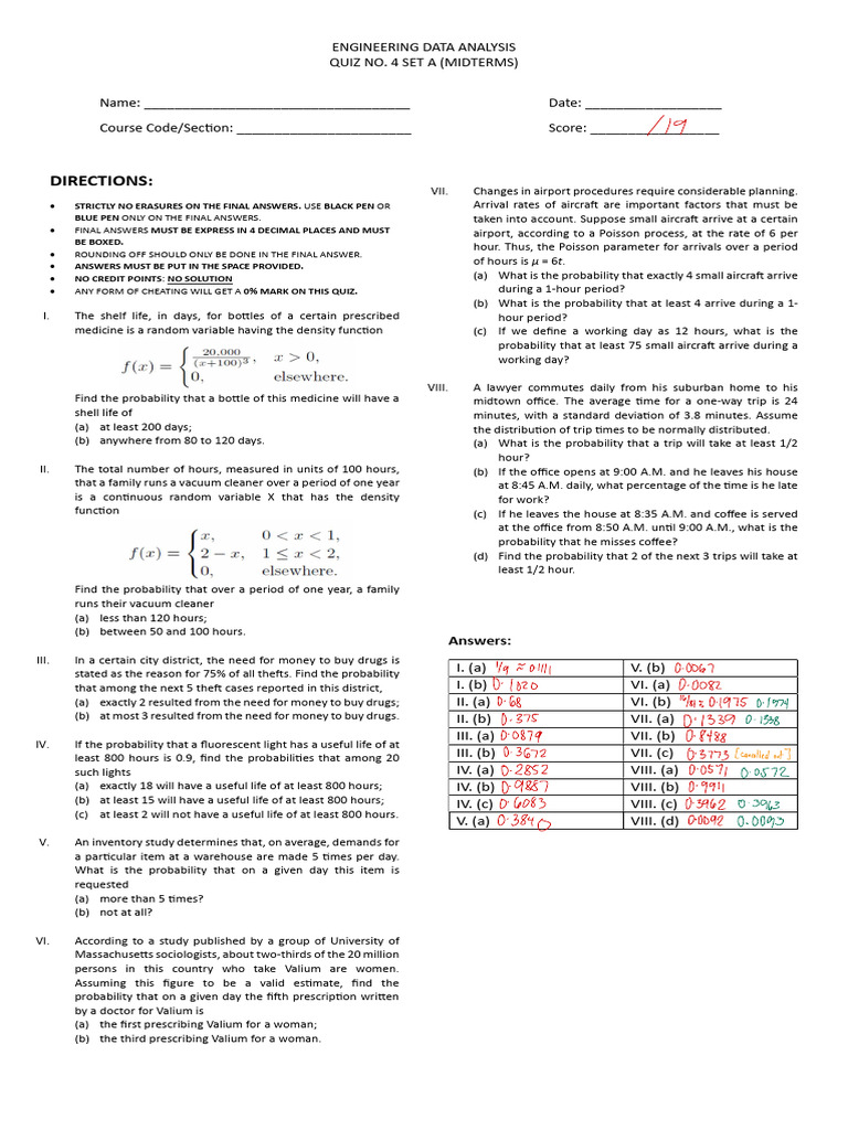 EDA Probability Theory II Quiz | PDF | Probability Density Function ... EDA Probability Theory II Quiz | PDF | Probability Density Function ...