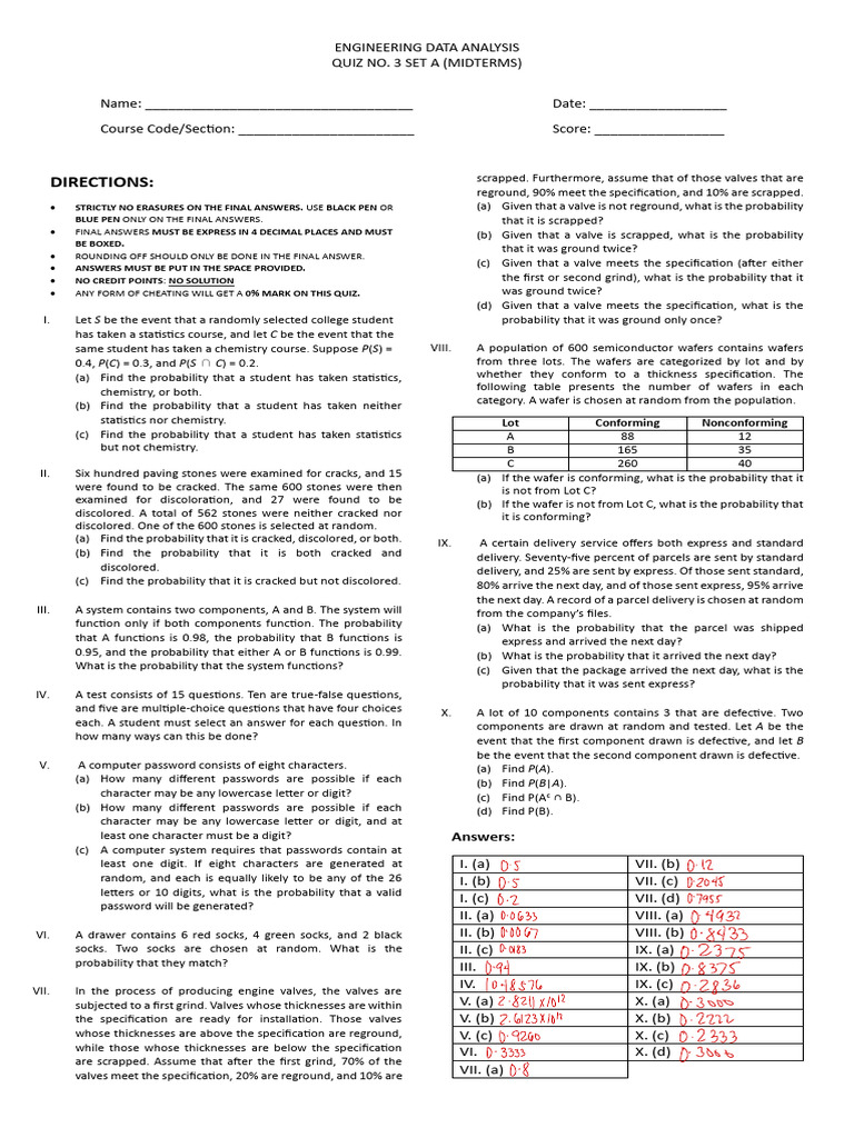 EDA Probability Theory I Quiz | Download Free PDF | Multiple Choice ... EDA Probability Theory I Quiz | Download Free PDF | Multiple Choice ...