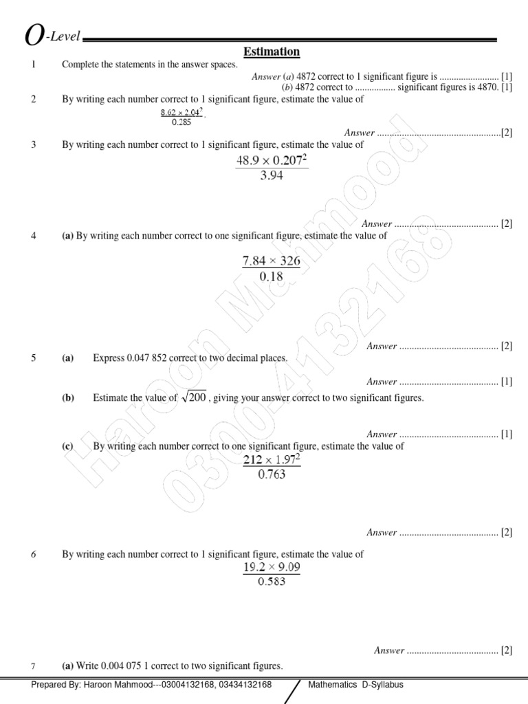 WS Estimation | Download Free PDF | Significant Figures | Numbers