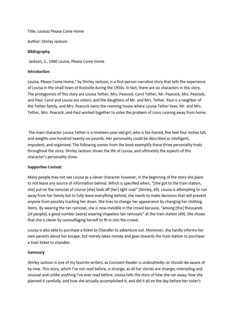 Louisa Pls Come Home Book Review | PDF