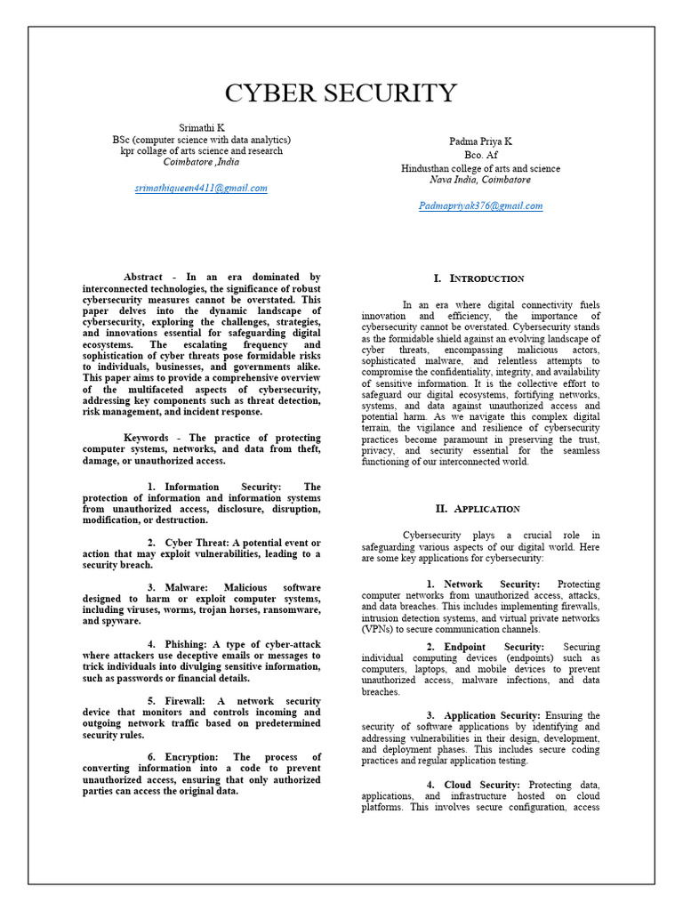 Cyber Security Pdf Security Computer Security
