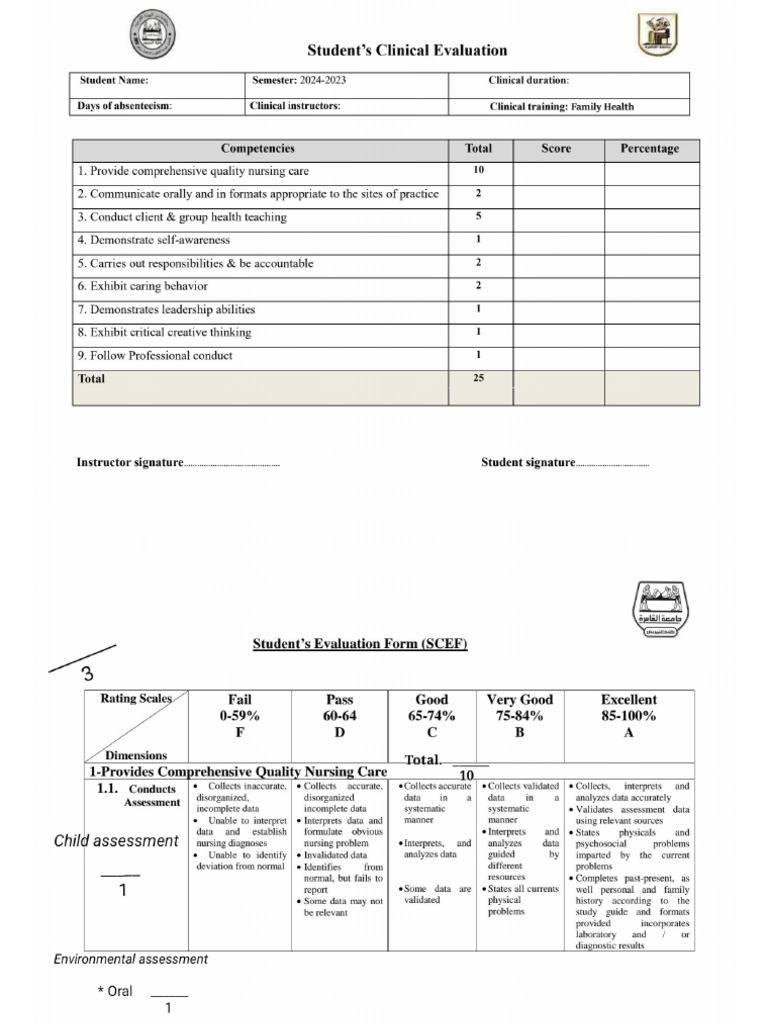 Family Evaluation RUBRIC | PDF