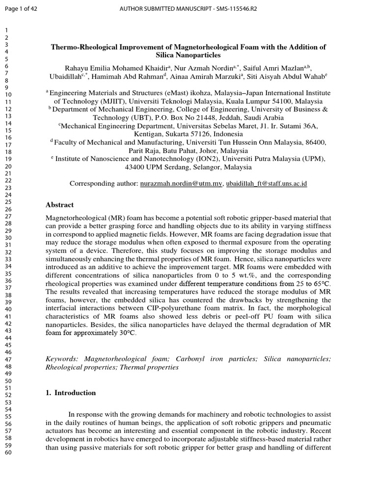 Enhancing MR Foam with Silica Nanoparticles | PDF | Polyurethane ...