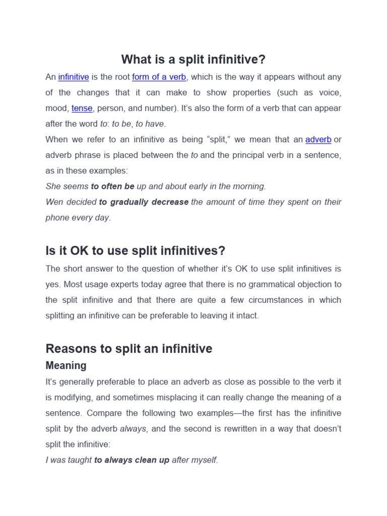 What Is A Split Infinitive | PDF | Verb | Adverb