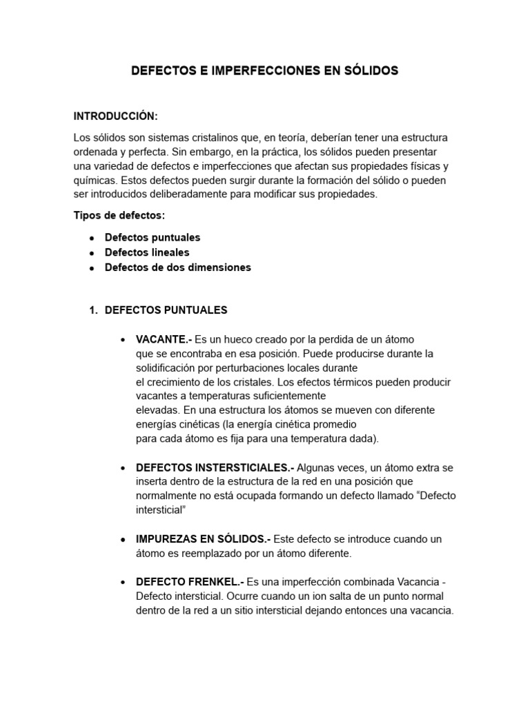 Defectos e Imperfecciones de Las Estructura | Descargar gratis PDF ...