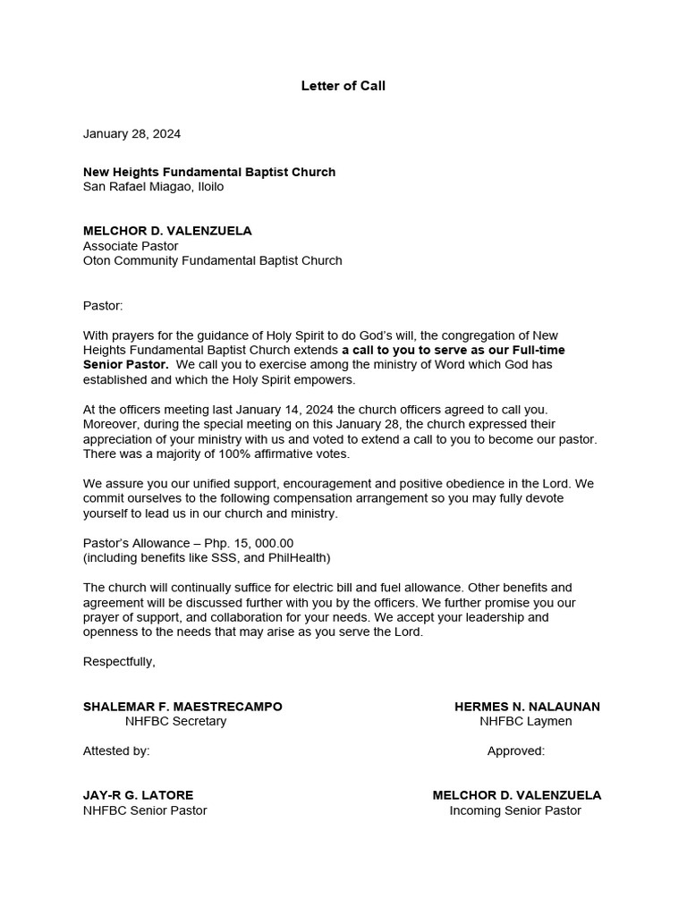 Letter of Call | PDF