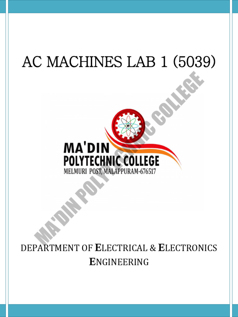 5039 Ac Machines Lab i | PDF | Electric Motor | Electrical Components