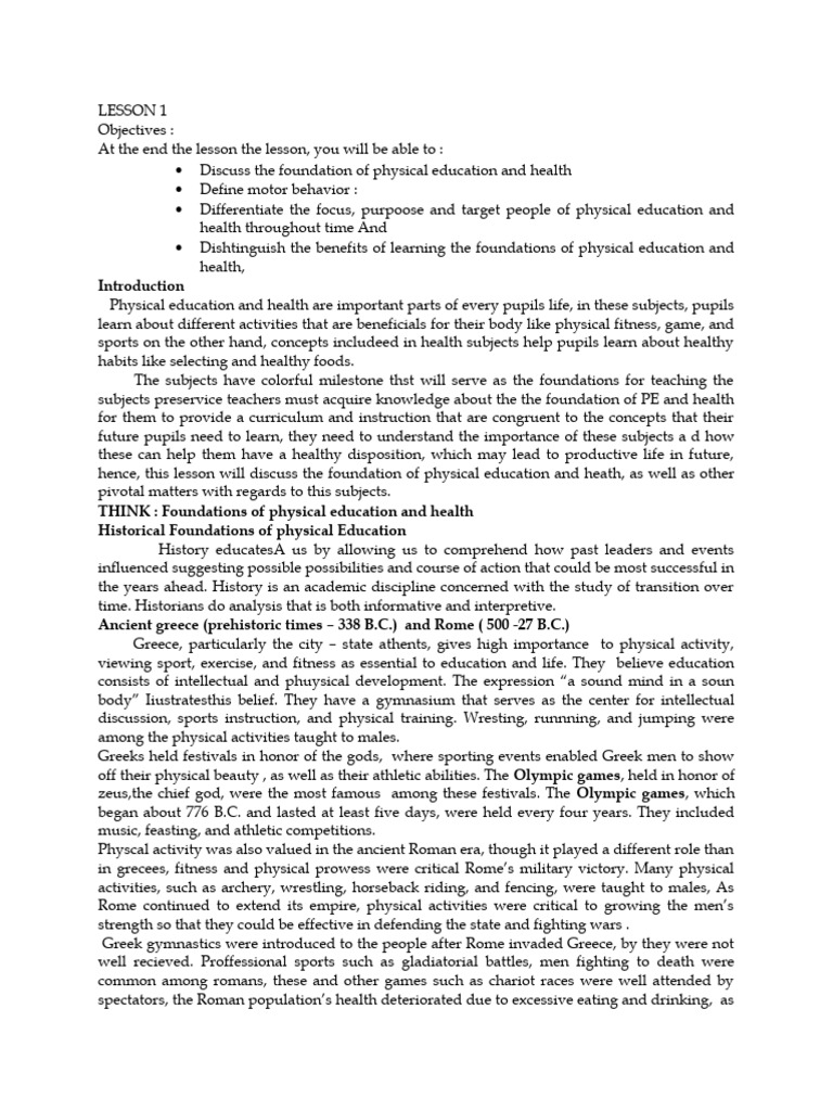 Unit II Lesson 1 SC-PEH | PDF | Physical Education | Health Education Unit II Lesson 1 SC-PEH | PDF | Physical Education | Health Education