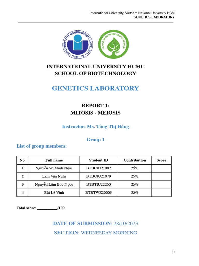 Mitosis and Meiosis Laboratory Report | PDF | Meiosis | Mitosis