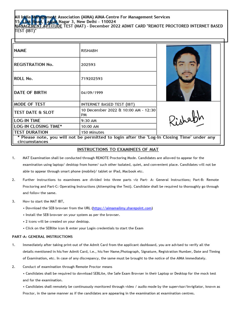 Admit Card | PDF | Computing | Software