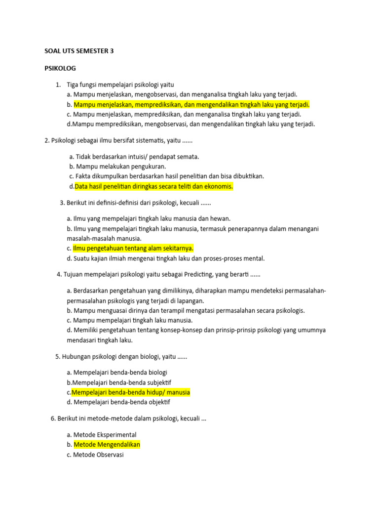 Soal Uts 3 Psikolog | PDF | Karier & Perkembangan | Pengembangan Diri