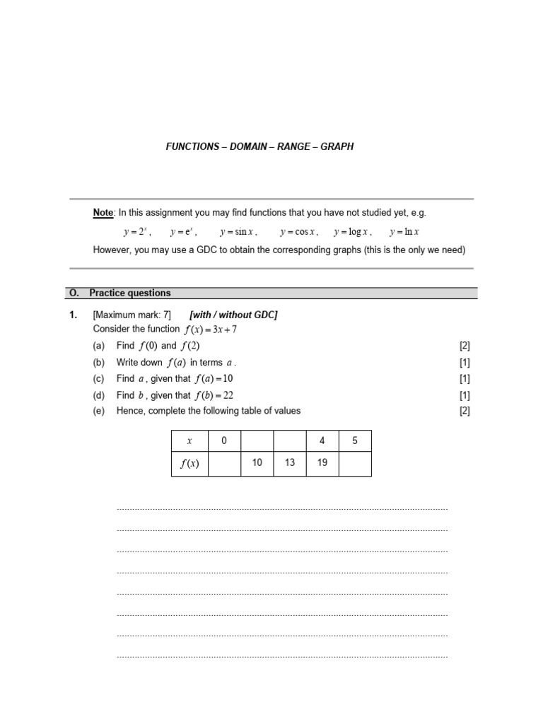 Functions Domain Range Graph Ms Pdf Function Mathematics Domain Of A Function