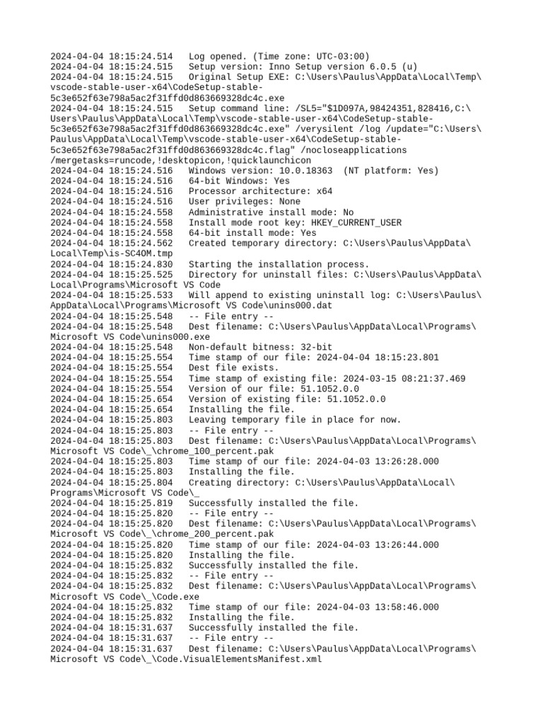 Setup Log 2024-04-04 #001 | PDF | Filename | Computer File