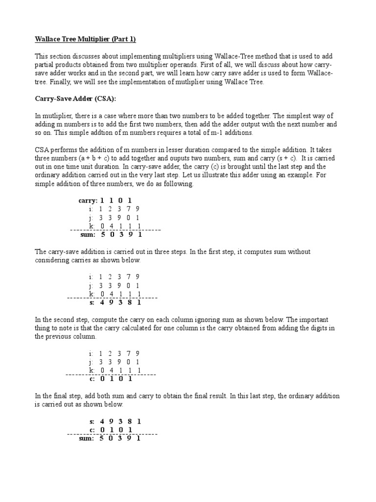 Wallace Tree Multiplier Part1 | PDF | Theoretical Computer Science ...