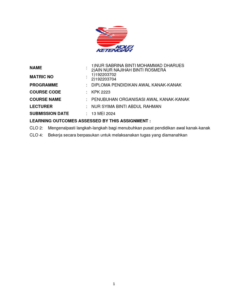 Cover Assignment Group KPK 2223 | PDF