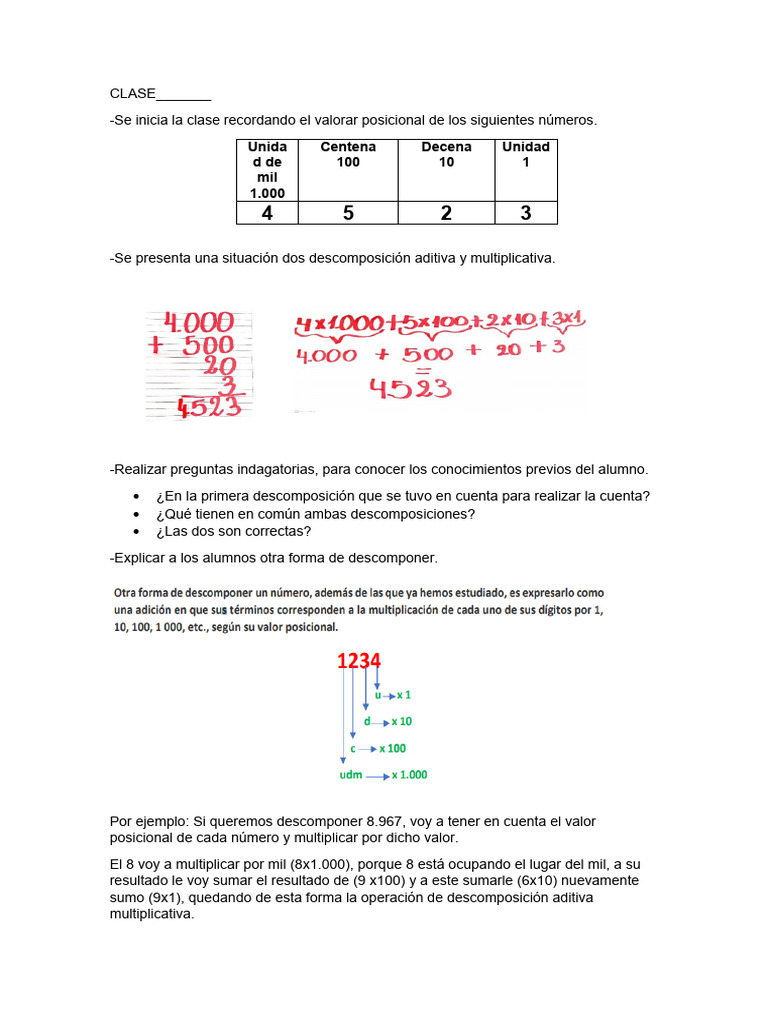 Descomposición de Numeros Aditivos y Multiplicativos | PDF | Métodos y ...