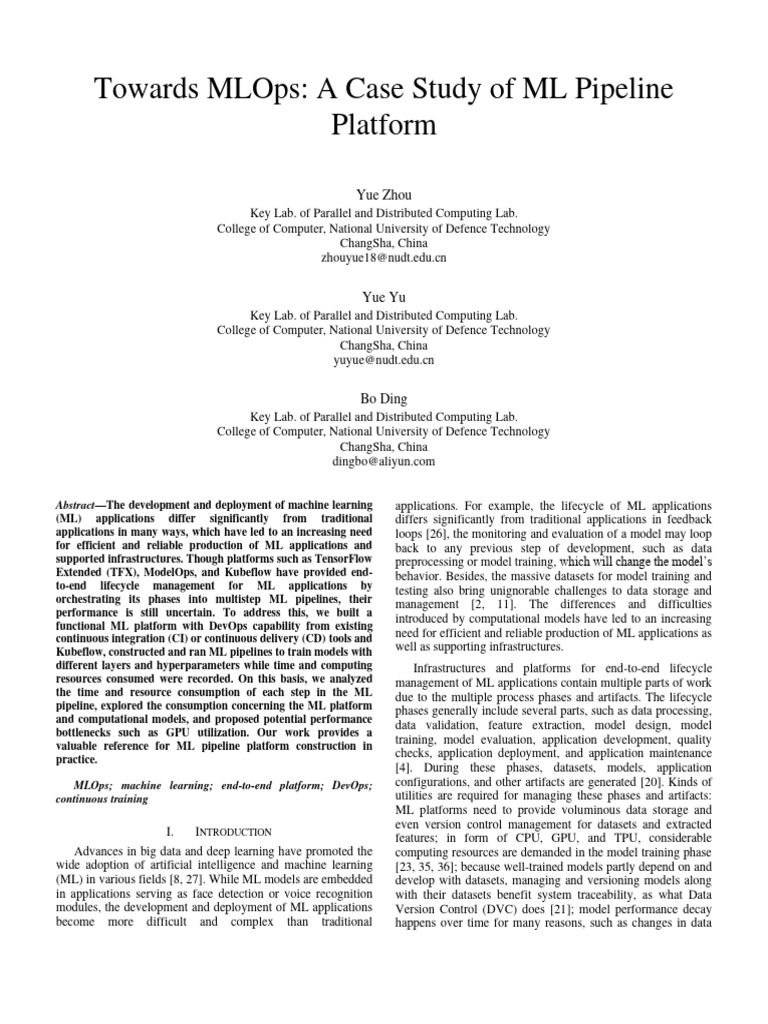 Towards MLOps ACase Studyof MLPipeline Platform | PDF | Cloud Computing | Machine Learning