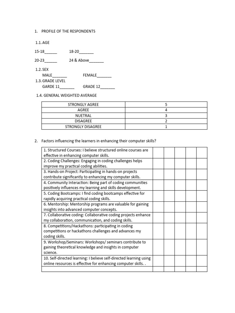Rhandel Questionnaire 1 | PDF | Learning | Mentorship
