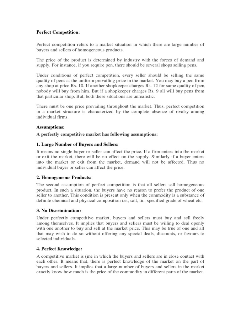 Perfect Competition | PDF | Long Run And Short Run | Economic Equilibrium