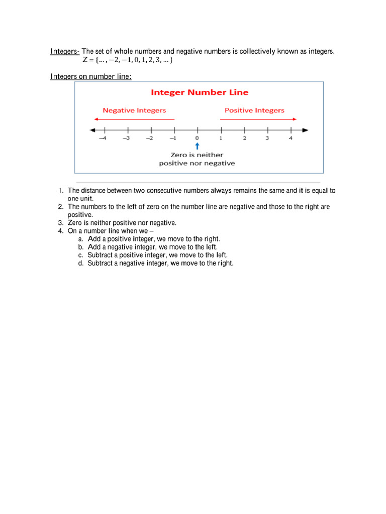 Integers On Number Line | PDF