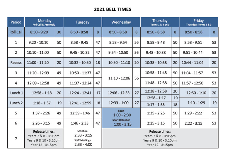 2021 Bell Times | PDF