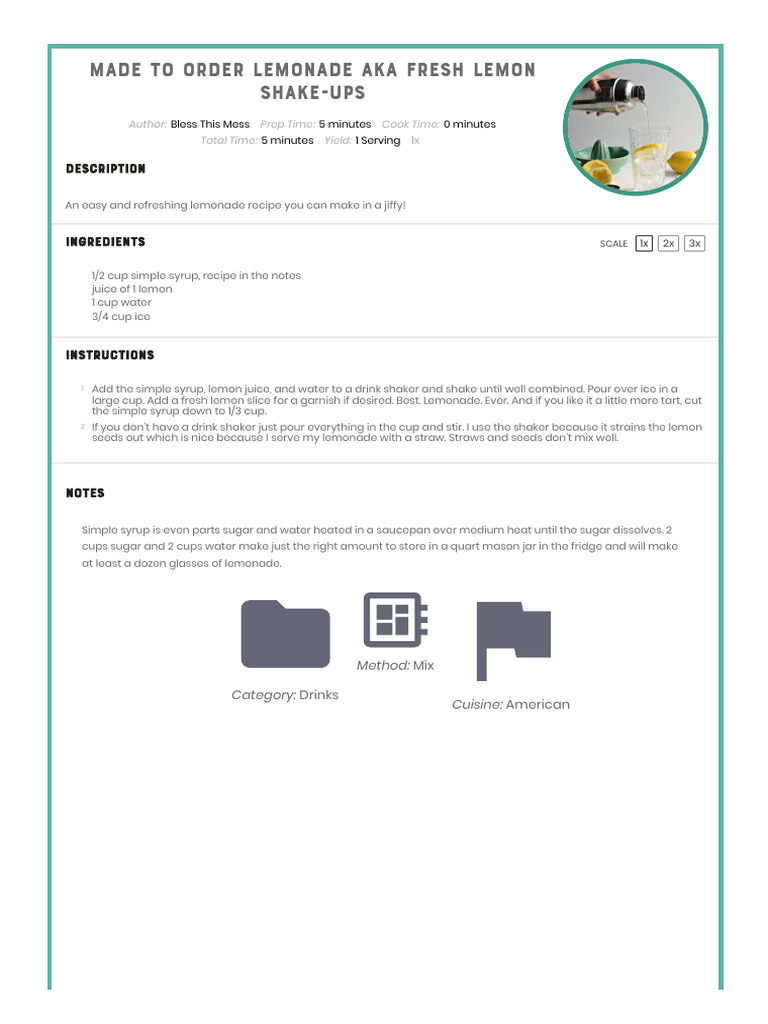 Made to Order Lemonade (Lemon Shake-Ups) _ Easy Lemonade Recipe | PDF ...