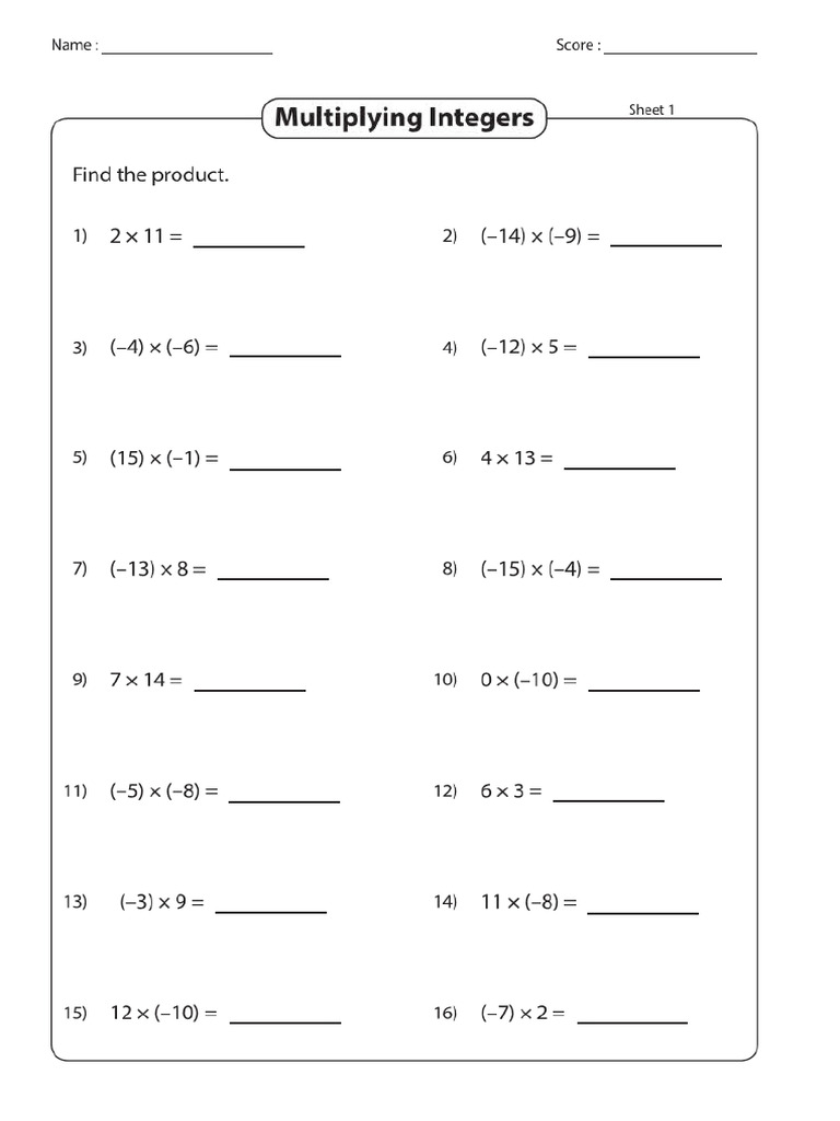 Multiplication-Integers | PDF